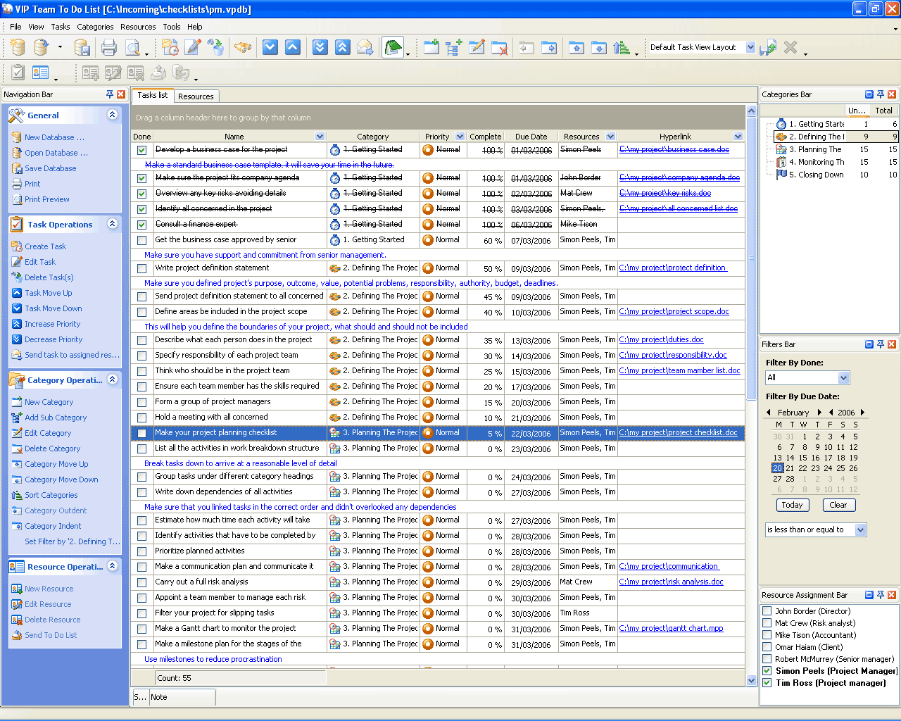 Project Management Checklist To Do List Organizer Checklist PIM 